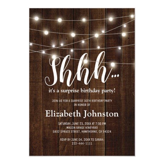 Rustic Country Adult Surprise Birthday Party Invitation | Zazzle.com