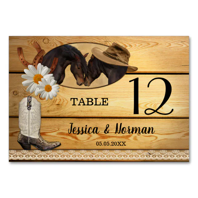 Rustic Country and Western Table Number Card | Zazzle