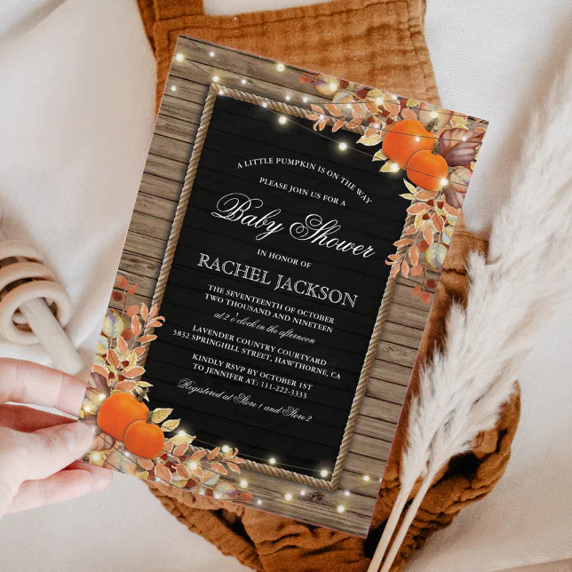 Rustic Country Autumn Fall Baby Shower Invitation | Zazzle