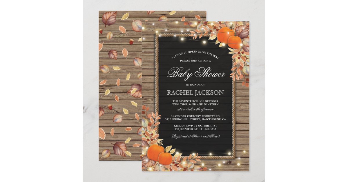 Rustic Country Autumn Fall Baby Shower Invitation | Zazzle