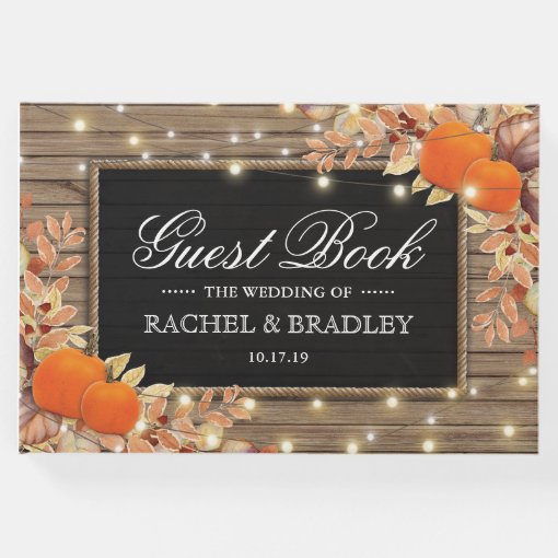 Rustic Country Autumn Fall Wedding Guest Book | Zazzle