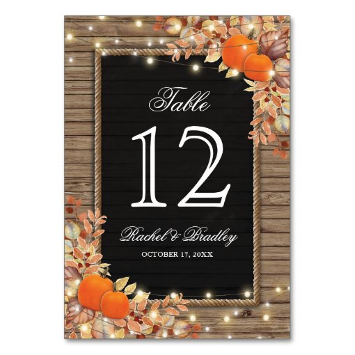 Rustic Country Autumn Fall Wedding Table Numbers | Zazzle