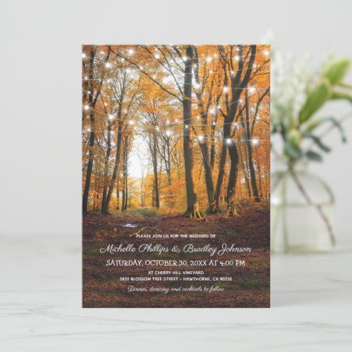 Rustic Country Autumn Fall Woodland Wedding Invitation | Zazzle