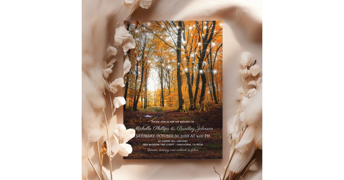 Rustic Country Autumn Fall Woodland Wedding Invitation | Zazzle