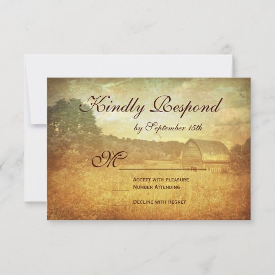 Rustic Country Barn Distressed Wedding RSVP Cards | Zazzle.com