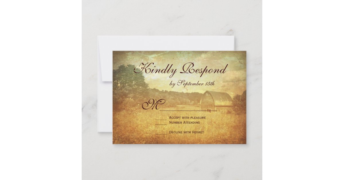 Rustic Country Barn Distressed Wedding RSVP Cards | Zazzle
