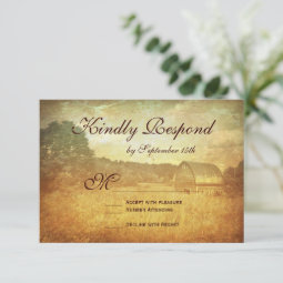 Rustic Country Barn Distressed Wedding RSVP Cards | Zazzle