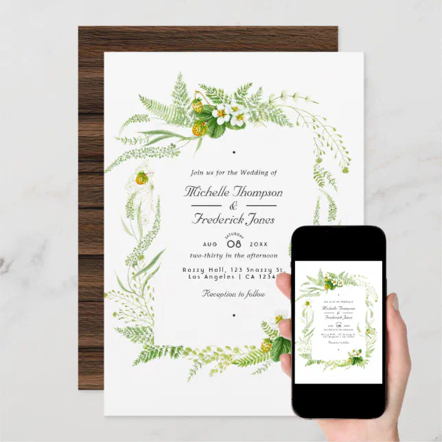 Rustic Country Barn Greenery QR Code RSVP Wedding Invitation | Zazzle