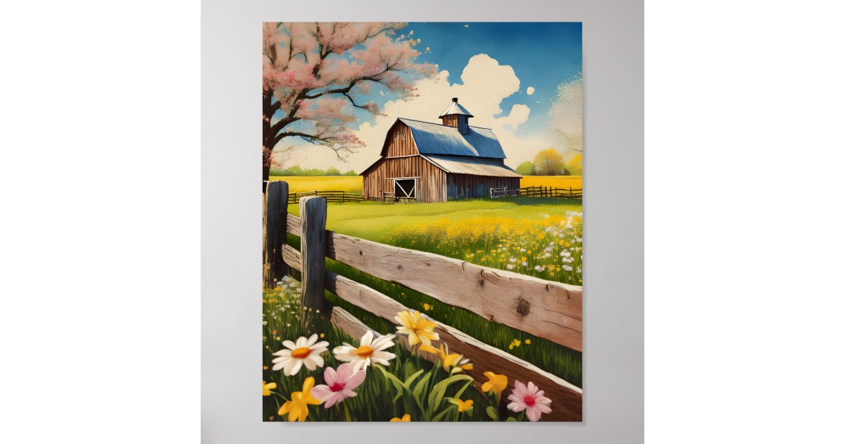 Rustic Country Barn Scene 2 Poster | Zazzle