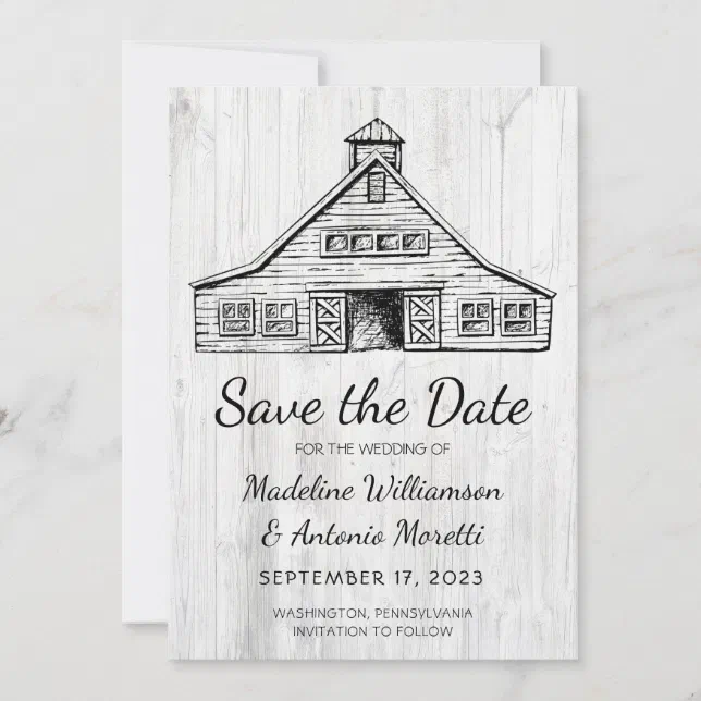 Rustic Country Barn Simple Wood Save The Date | Zazzle