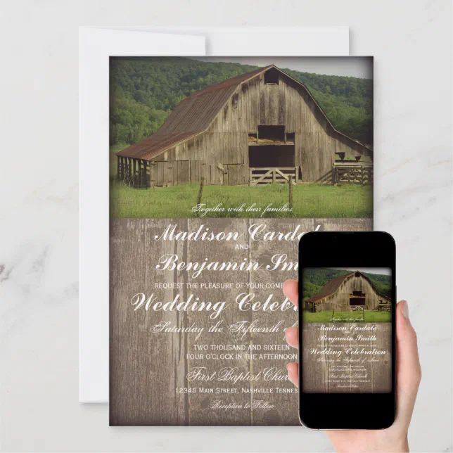 Rustic Country Barn Wedding Invitations | Zazzle