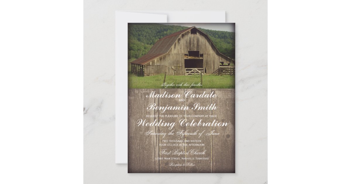 Rustic Country Barn Wedding Invitations | Zazzle