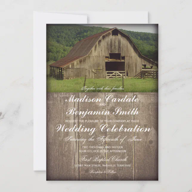 Rustic Country Barn Wedding Invitations | Zazzle