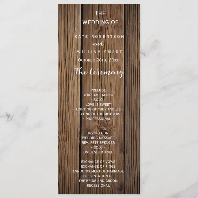 Rustic Country Barn Wedding Program | Zazzle