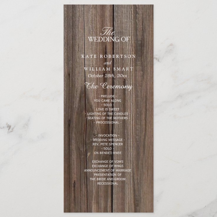 Rustic Country Barn Wedding Program | Zazzle