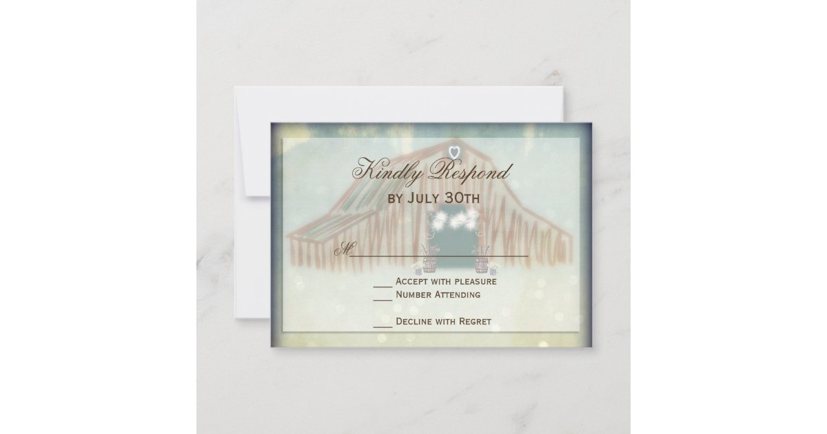 Rustic Country Barn Wedding RSVP Cards | Zazzle