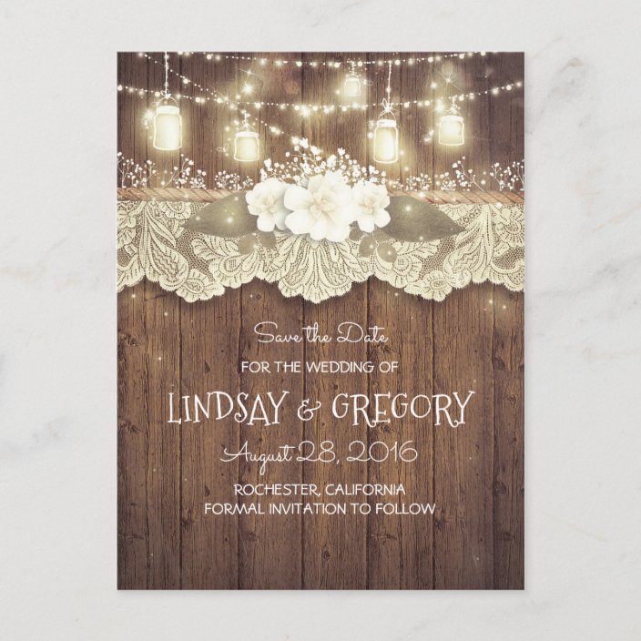 rustic country barn wedding save the date announcement postcard ...