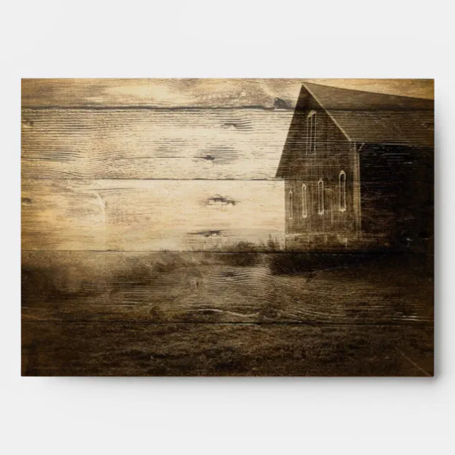 Rustic Country Barn Wood Barn Wedding Envelope | Zazzle