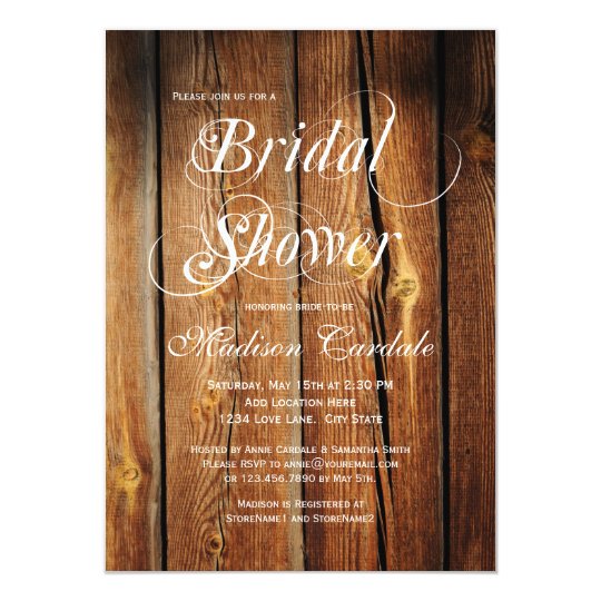 Rustic Country Barn Wood Bridal Shower Invitations | Zazzle.com