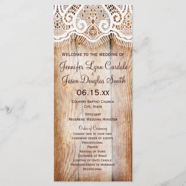 Rustic Country Barn Wood Custom Wedding Programs | Zazzle