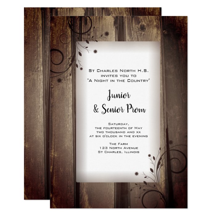 Rustic Country Barn Wood Junior / Senior Prom Invitation | Zazzle.com