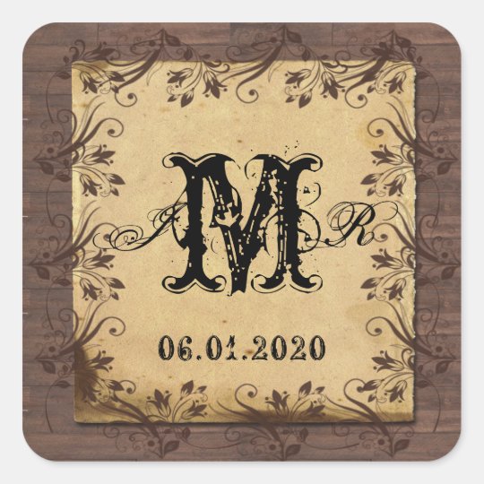 Rustic Country Barn Wood Monogram Sticker | Zazzle.com