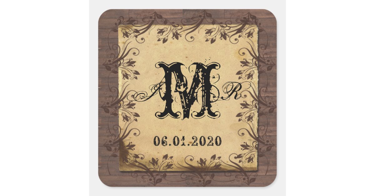 Rustic Country Barn Wood Monogram Sticker | Zazzle