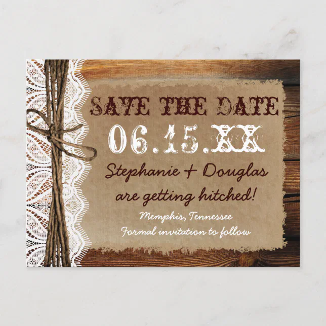 Rustic Country Barn Wood Save the Date Postcards | Zazzle