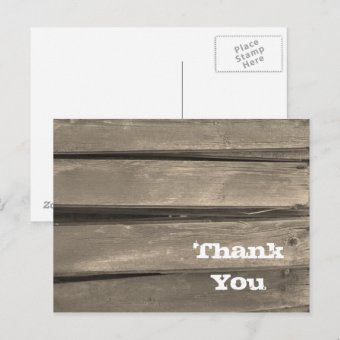 Rustic Country Barn Wood Thank You Postcard | Zazzle