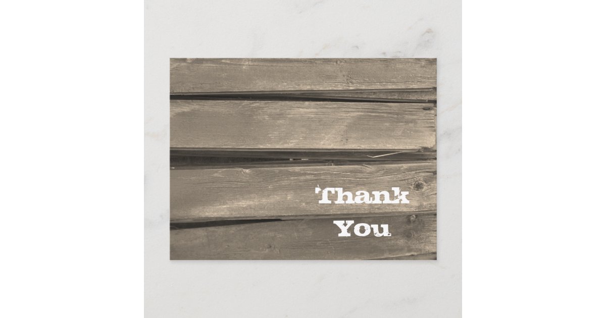 Rustic Country Barn Wood Thank You Postcard | Zazzle