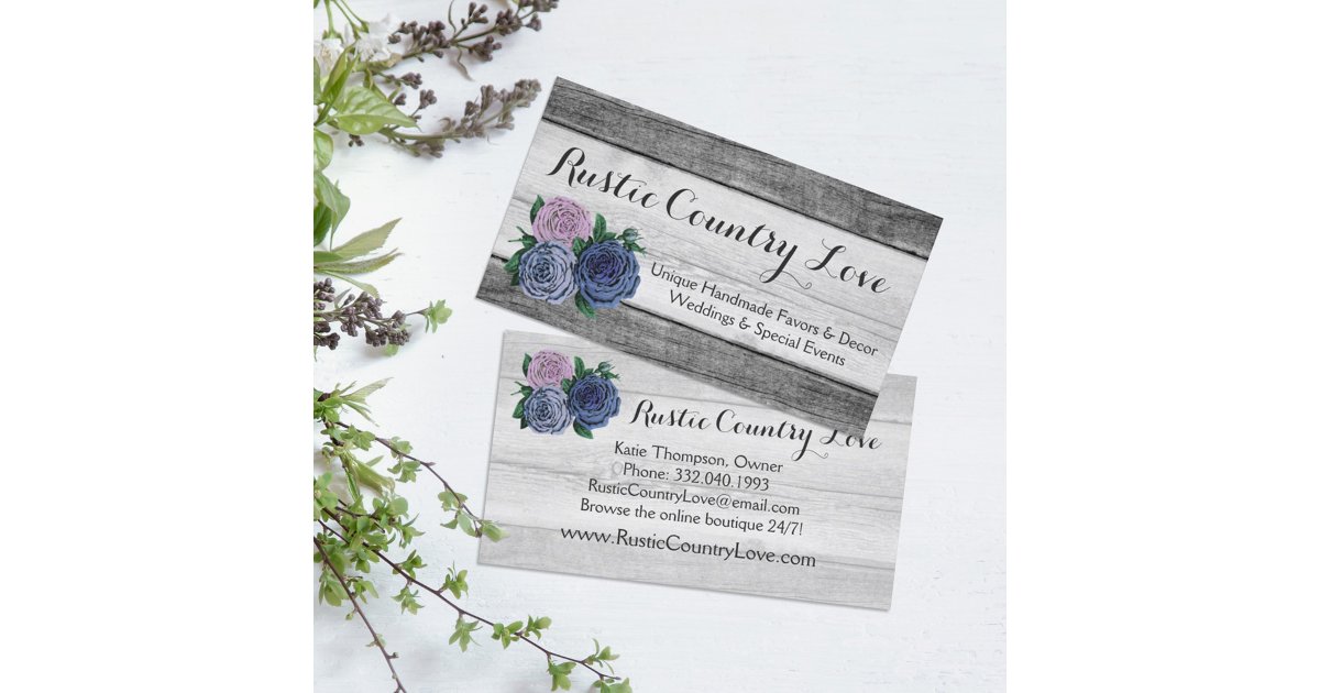 Rustic Country Barn Wood & Vintage Roses Shabby Business Card | Zazzle