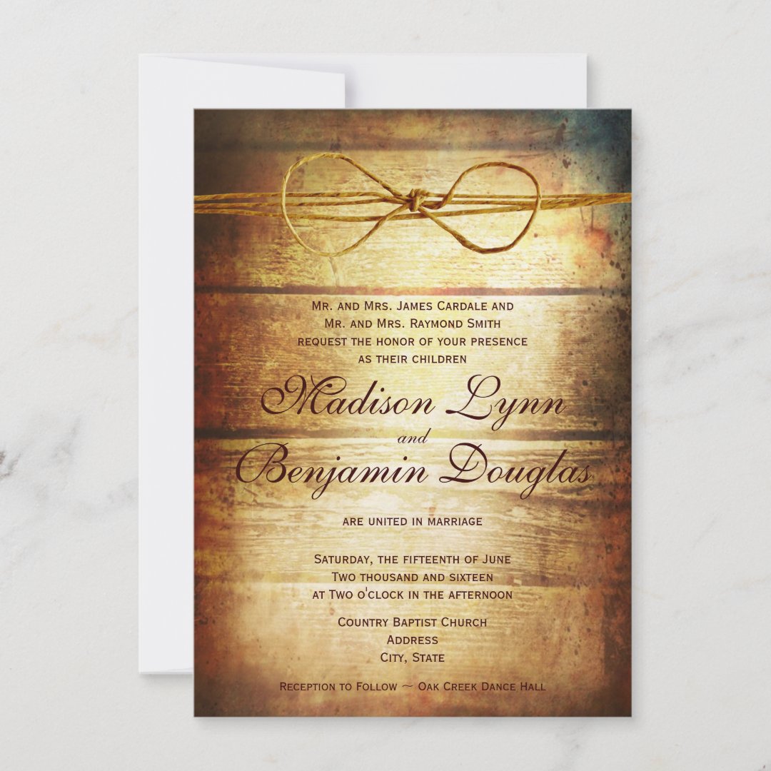 Rustic Country Barn Wood Wedding Invitations | Zazzle