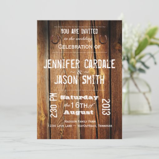 Rustic Country Barn Wood Wedding Invitations | Zazzle