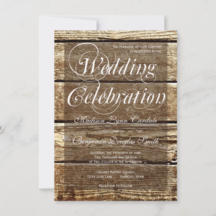 Rustic Country Barn Wood Wedding Invitations | Zazzle