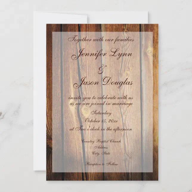 Rustic Country Barn Wood Wedding Invitations | Zazzle