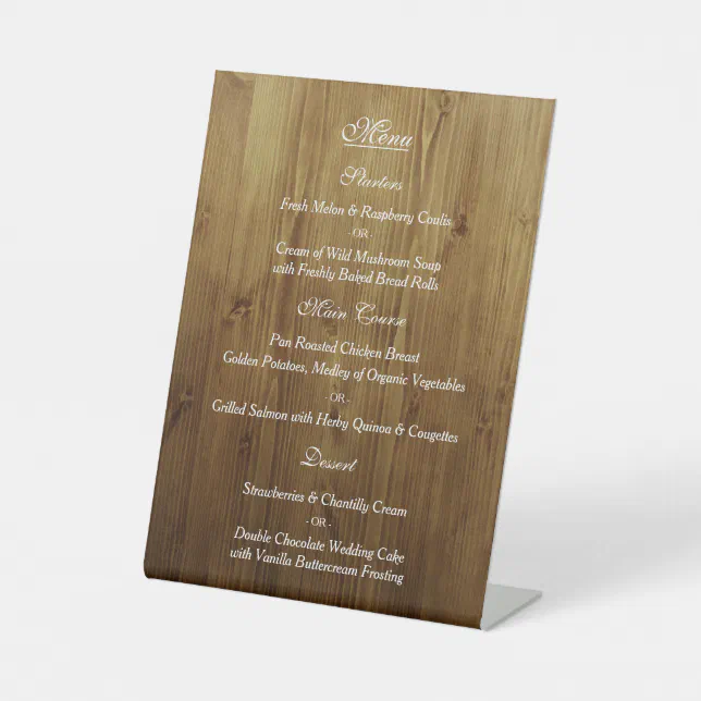 Rustic Country Barn Wood Wedding Menu Pedestal Sign | Zazzle