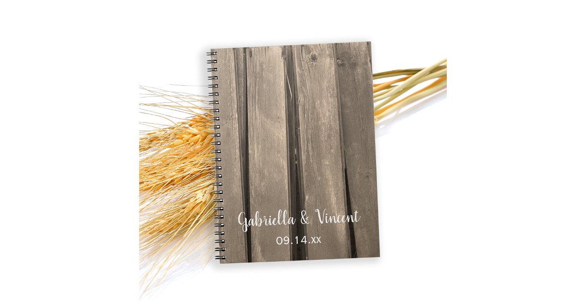 Rustic Country Barn Wood Wedding Notebook | Zazzle