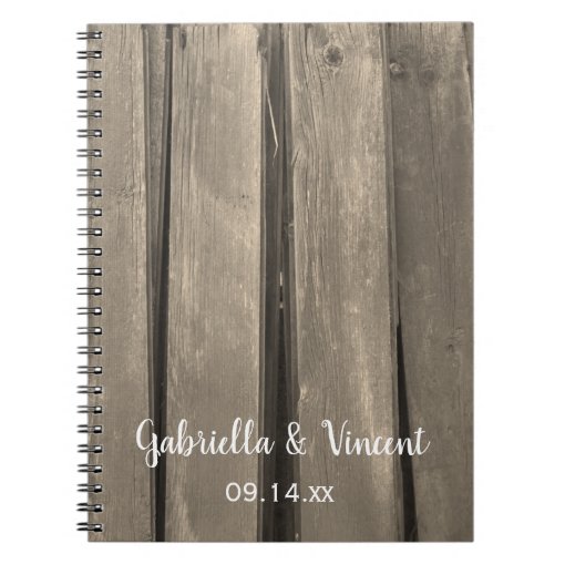 Rustic Country Barn Wood Wedding Notebook | Zazzle