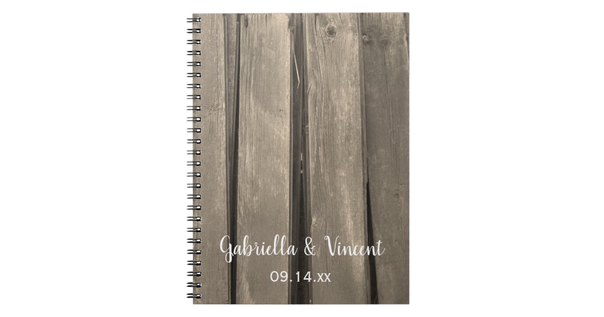 Rustic Country Barn Wood Wedding Notebook | Zazzle