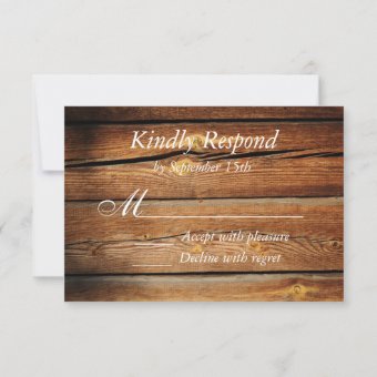 Rustic Country Barn Wood Wedding RSVP Cards | Zazzle