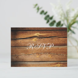 Rustic Country Barn Wood Wedding RSVP Cards | Zazzle