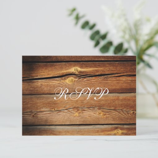 Rustic Country Barn Wood Wedding RSVP Cards | Zazzle