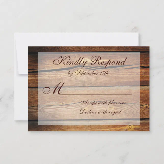 Rustic Country Barn Wood Wedding RSVP Cards | Zazzle