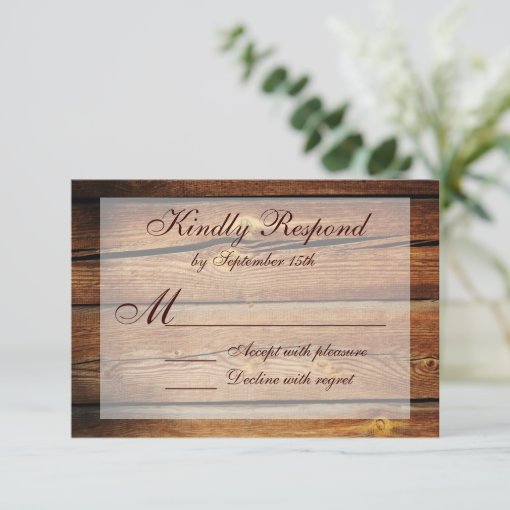 Rustic Country Barn Wood Wedding RSVP Cards | Zazzle