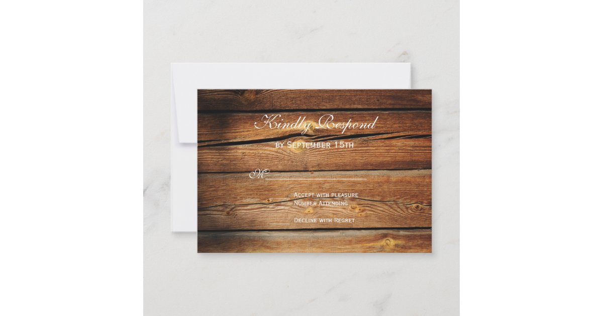 Rustic Country Barn Wood Wedding RSVP Cards | Zazzle