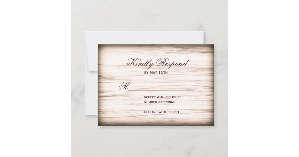 Rustic Country Barn Wood Wedding RSVP Cards | Zazzle