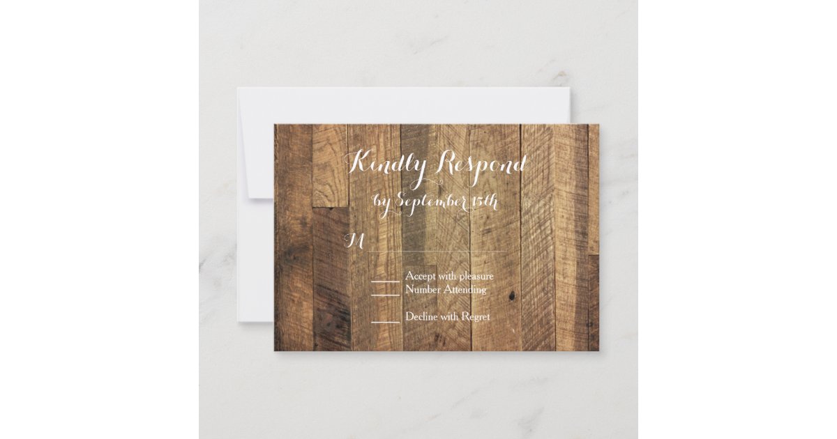 Rustic Country Barn Wood Wedding RSVP Cards | Zazzle