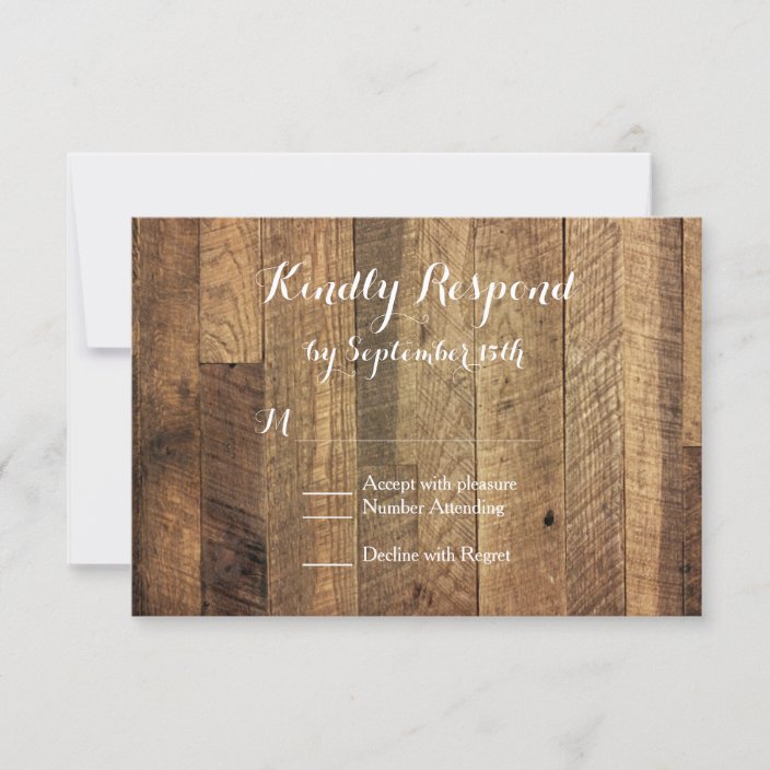 Rustic Country Barn Wood Wedding RSVP Cards | Zazzle.com
