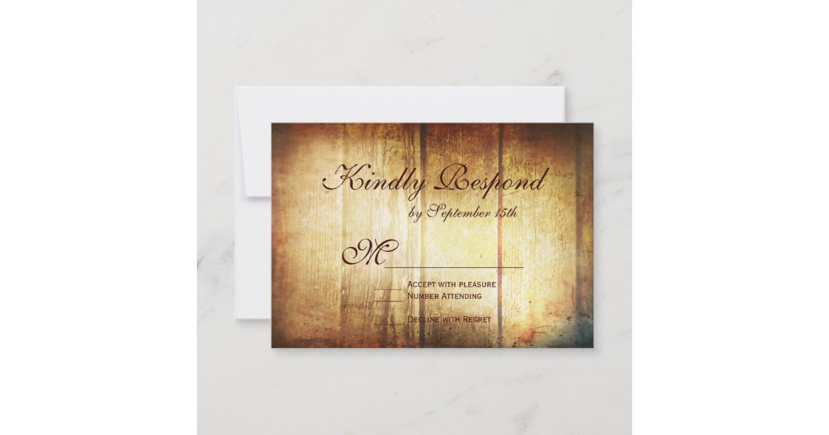 Rustic Country Barn Wood Wedding RSVP Cards | Zazzle