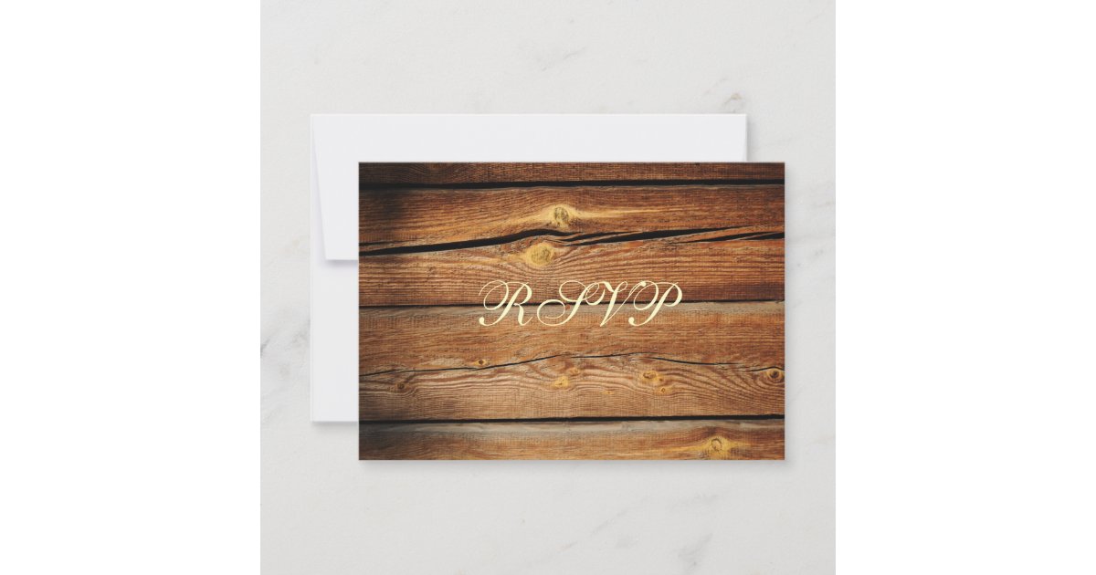Rustic Country Barn Wood Wedding RSVP Cards | Zazzle